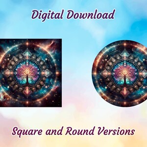 Round Cosmic Tree Wind Spinner Sublimation PNG, Mystical Celestial ...