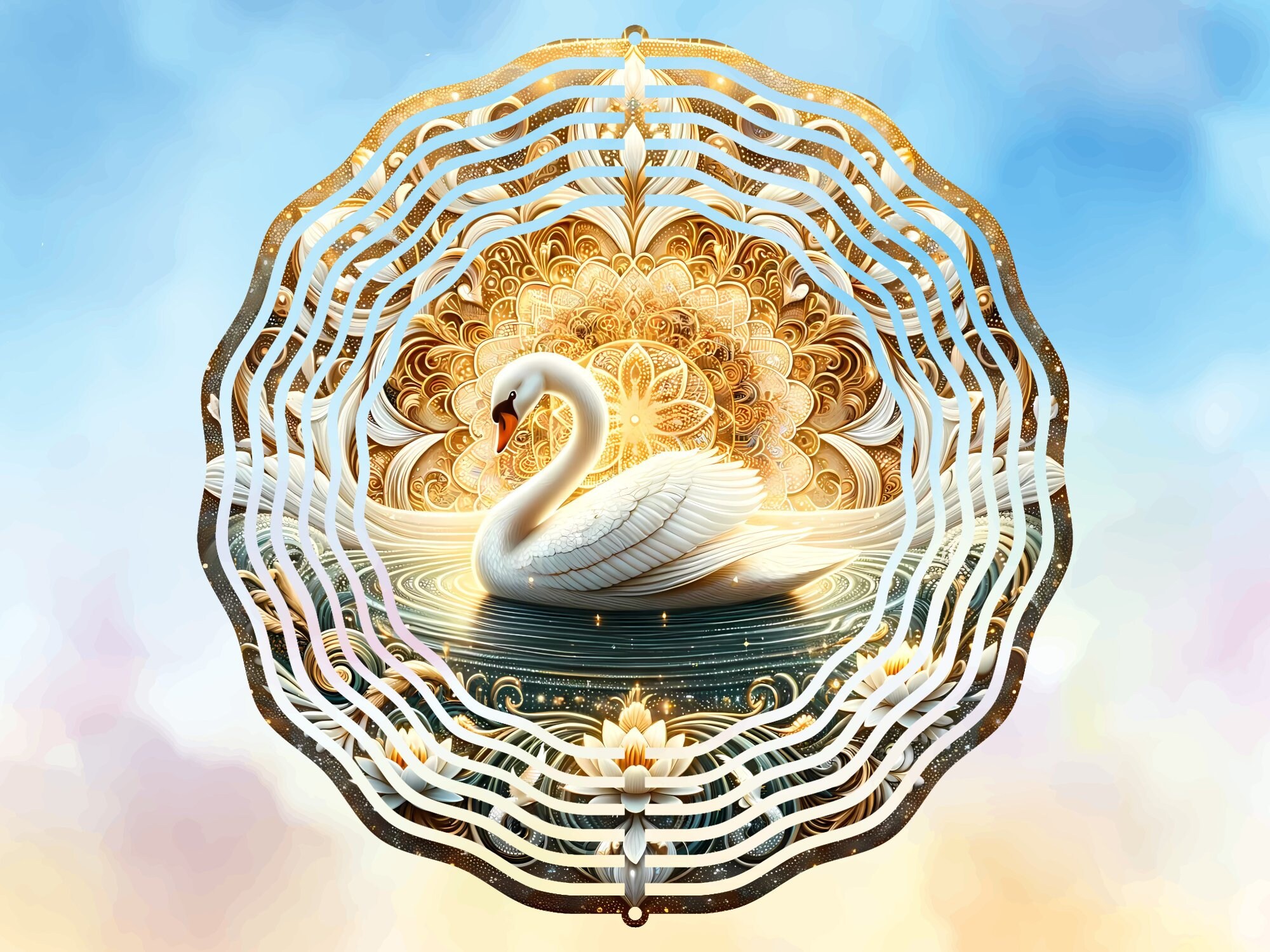 Mandala Swan Wind Spinner Sublimation Design, Round PNG for Coasters ...