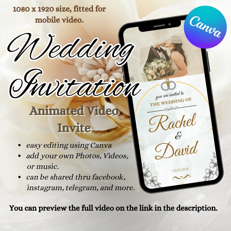 Wedding Video Invitation Template, Animated Wedding Invite, Easy ...