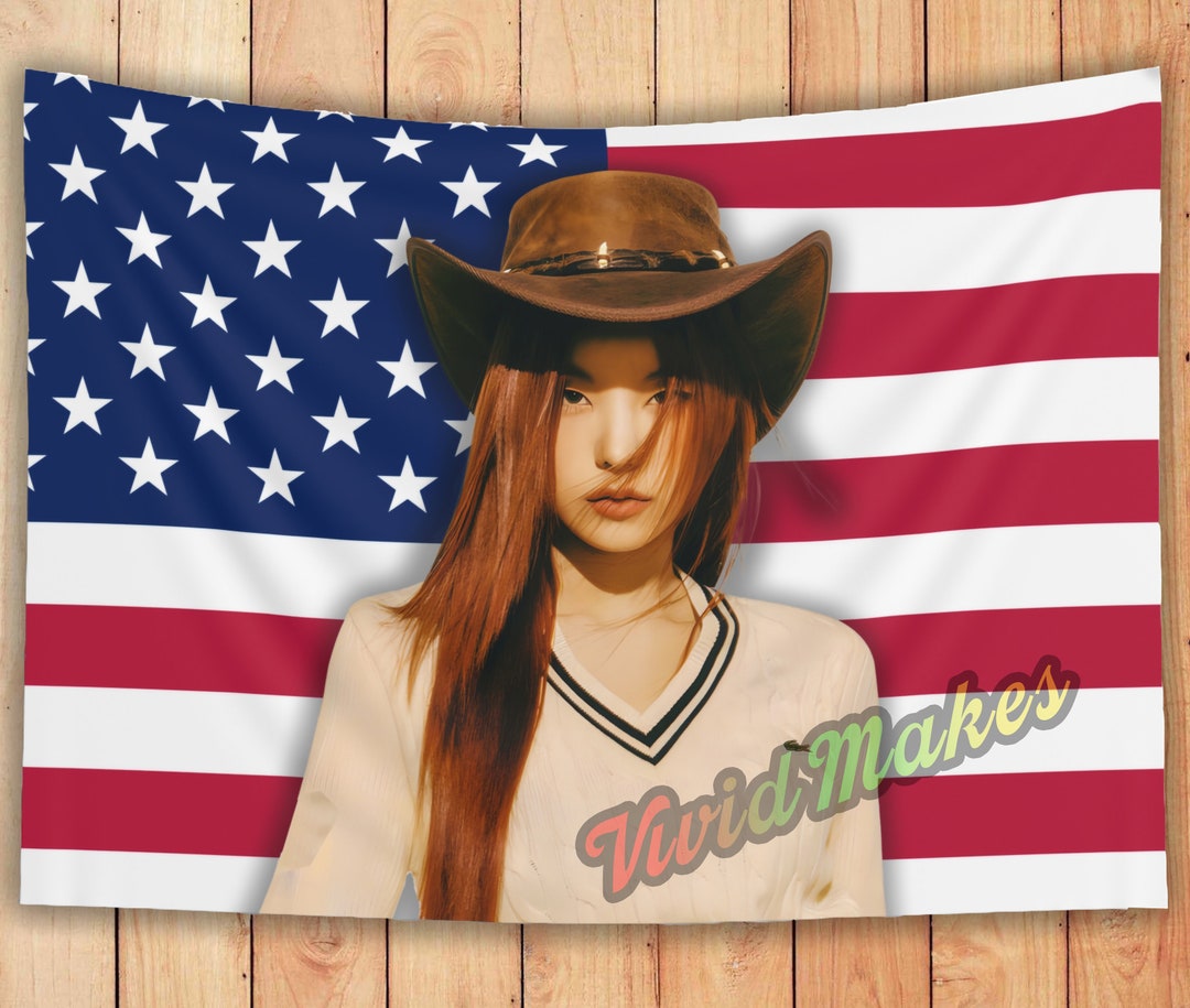 ITZY Yeji Cowboy Outfit Kpop Flag, Yeji American Flag Wall Tapestry ...