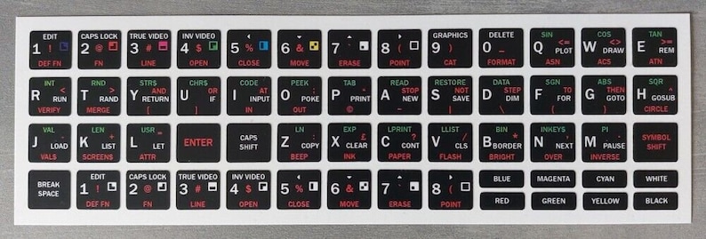 ZX Spectrum Keyboard Stickers (white/black/transparent) - Etsy UK