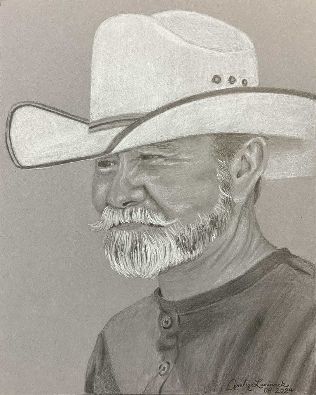 Custom Portrait - Graphite Pencil Drawing on Gray Paper - Etsy