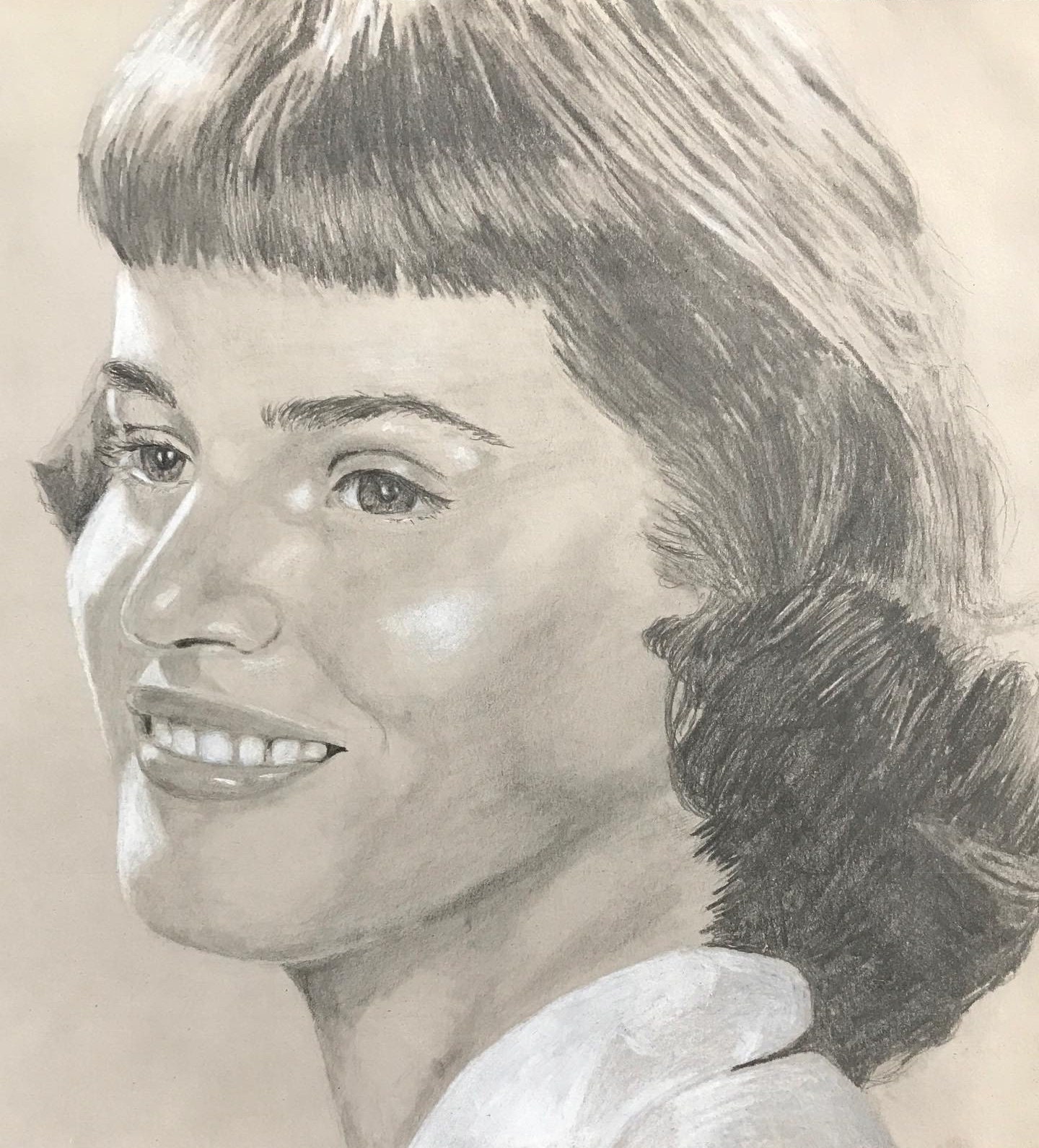 Custom Portrait - Graphite Pencil Drawing on Gray Paper - Etsy