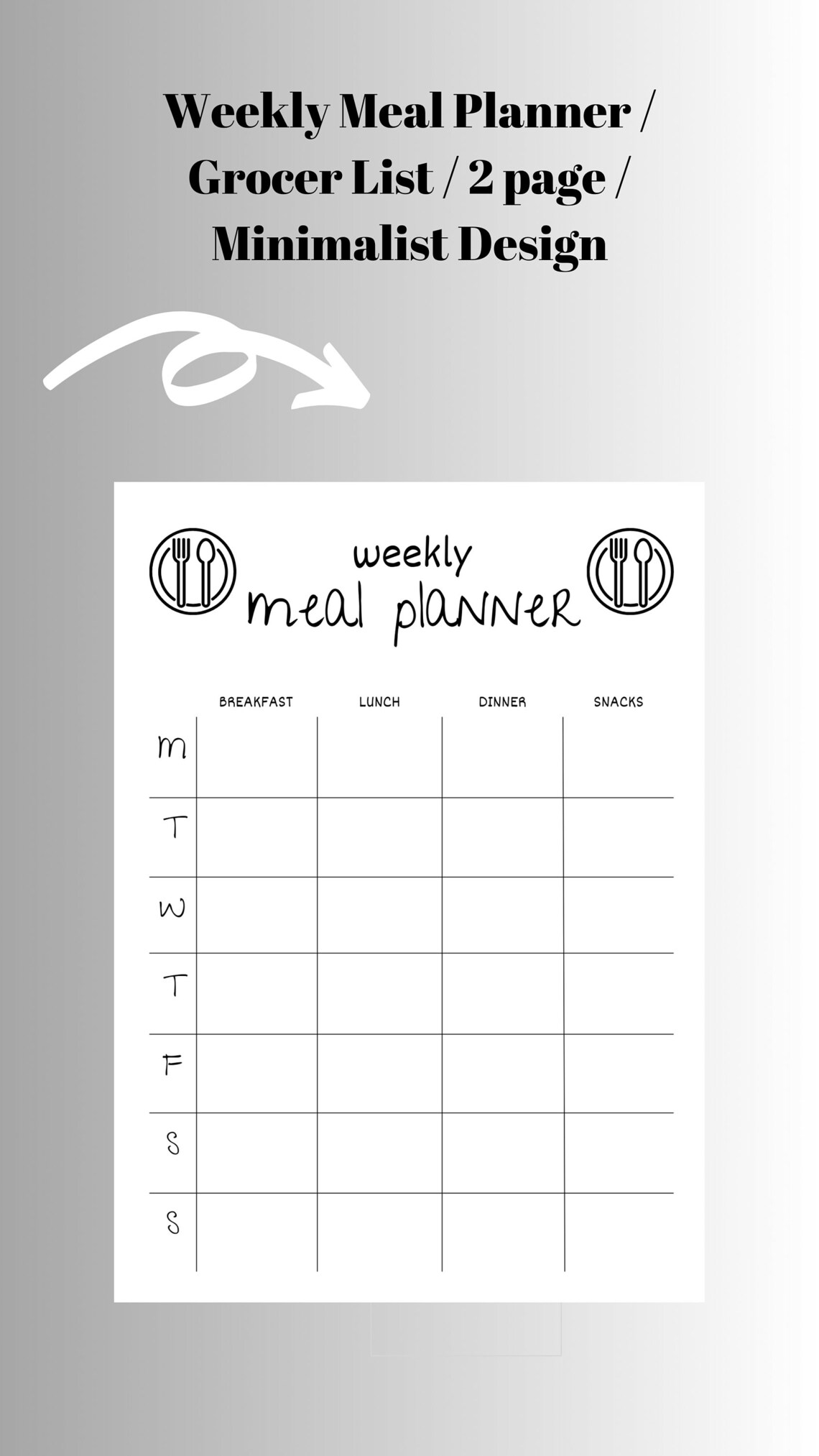 Weekly Meal Planner With Grocery List, Printable, Digital Meal Planner ...