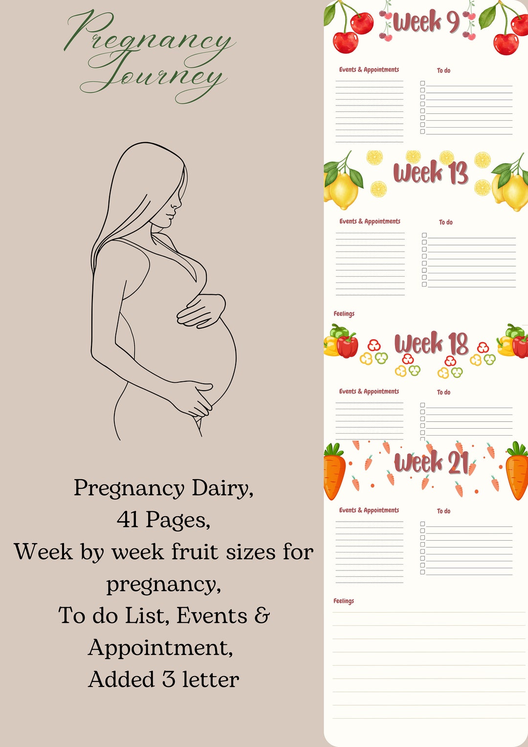 Printable Pregnancy Journey, Digital Pregnancy Journey, Week by Week ...