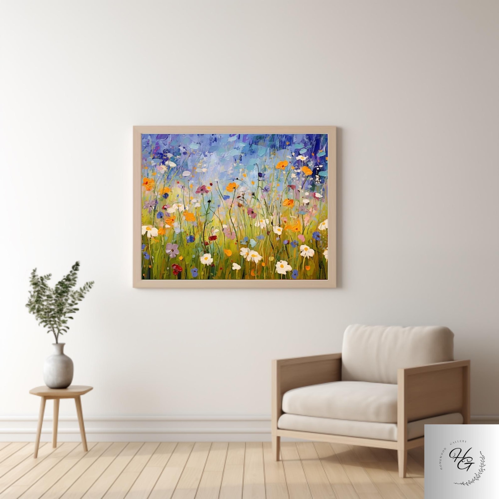 Vibrant Blue Sky Wildflower Digital Wall Art Print Inspired by Claude ...