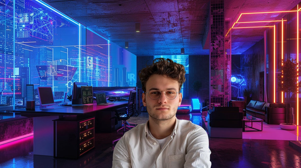 Cyberpunk Office Virtual Background Zoom Virtual Backgrounds Backdrop ...