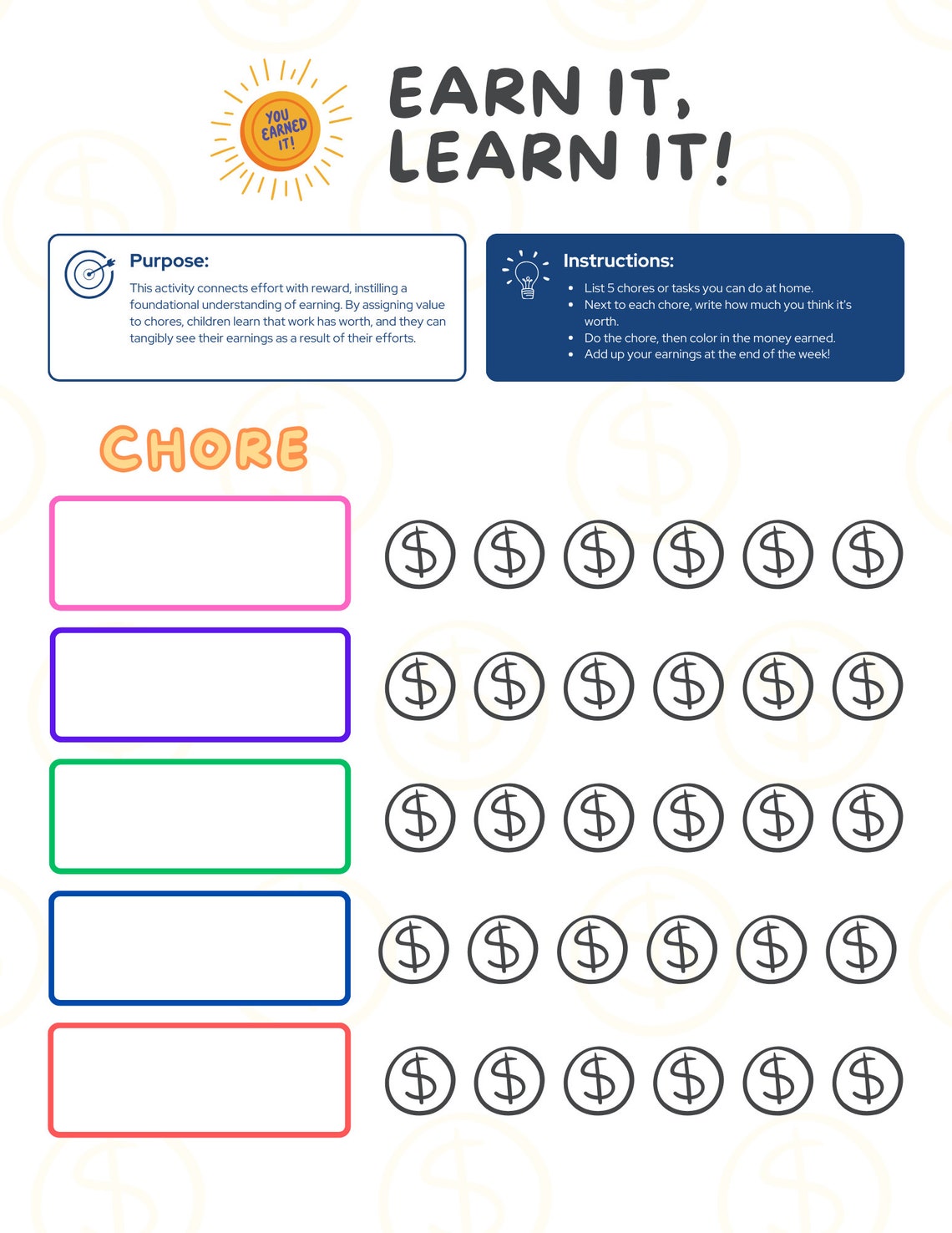 Money Management Worksheets for Kids- Downloadable and Printable - Etsy