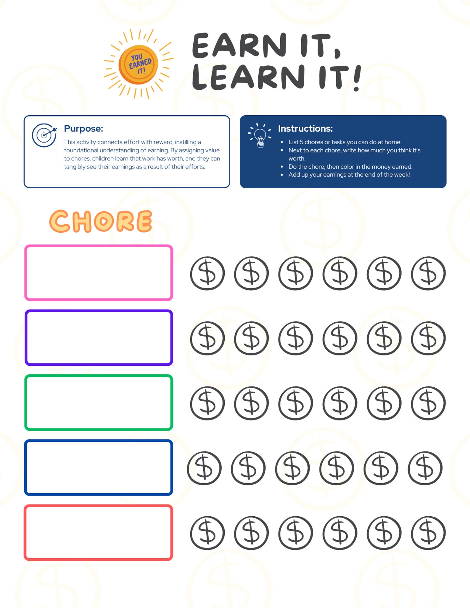 Money Management Worksheets for Kids- Downloadable and Printable - Etsy
