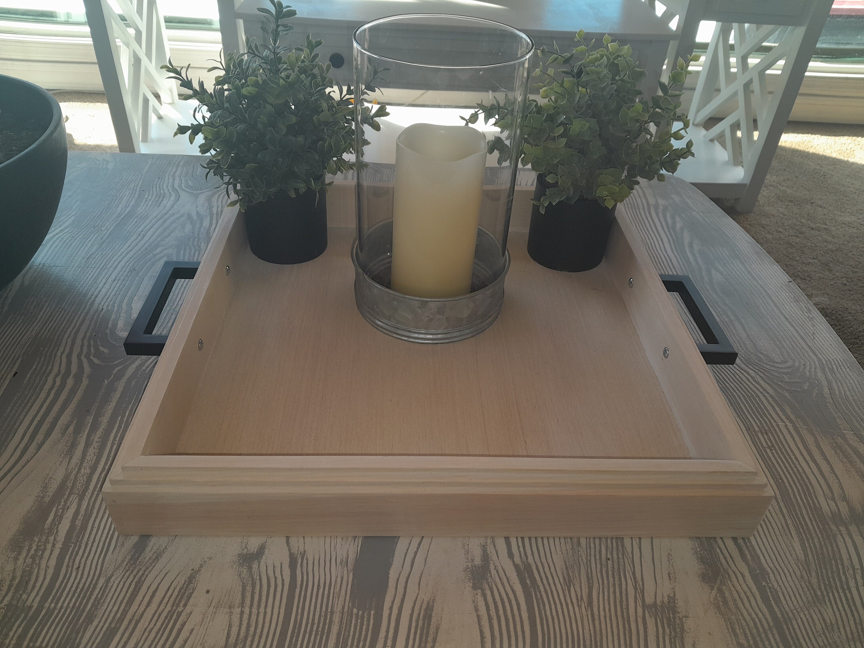 Square Wooden Serving Tray With Handles - Etsy