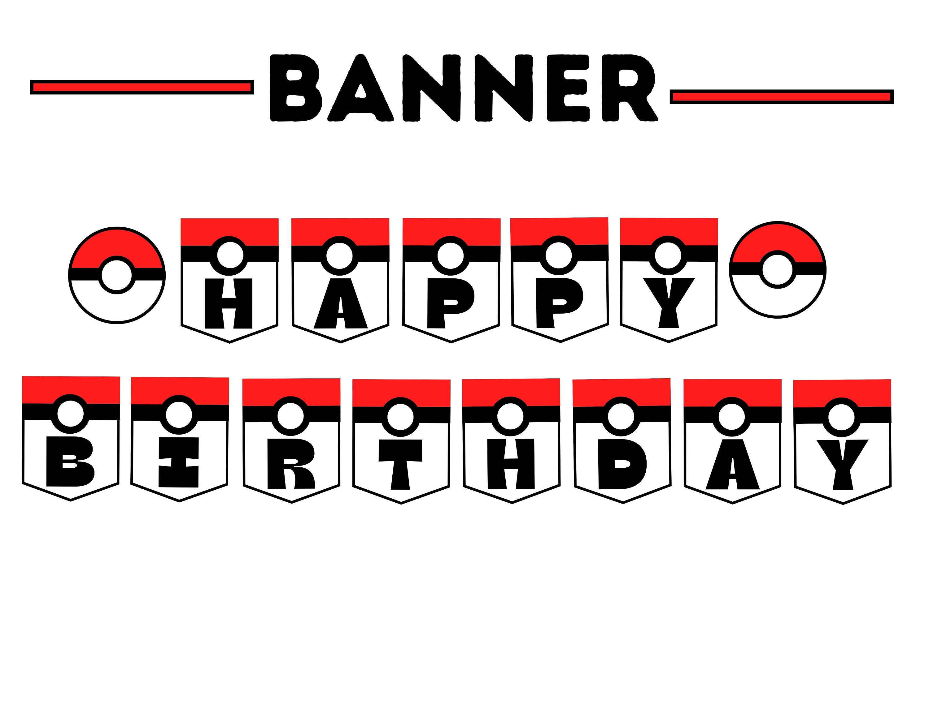 Printable Pokemon Birthday Banner | Birthday Banner | Pokémon Birthday ...