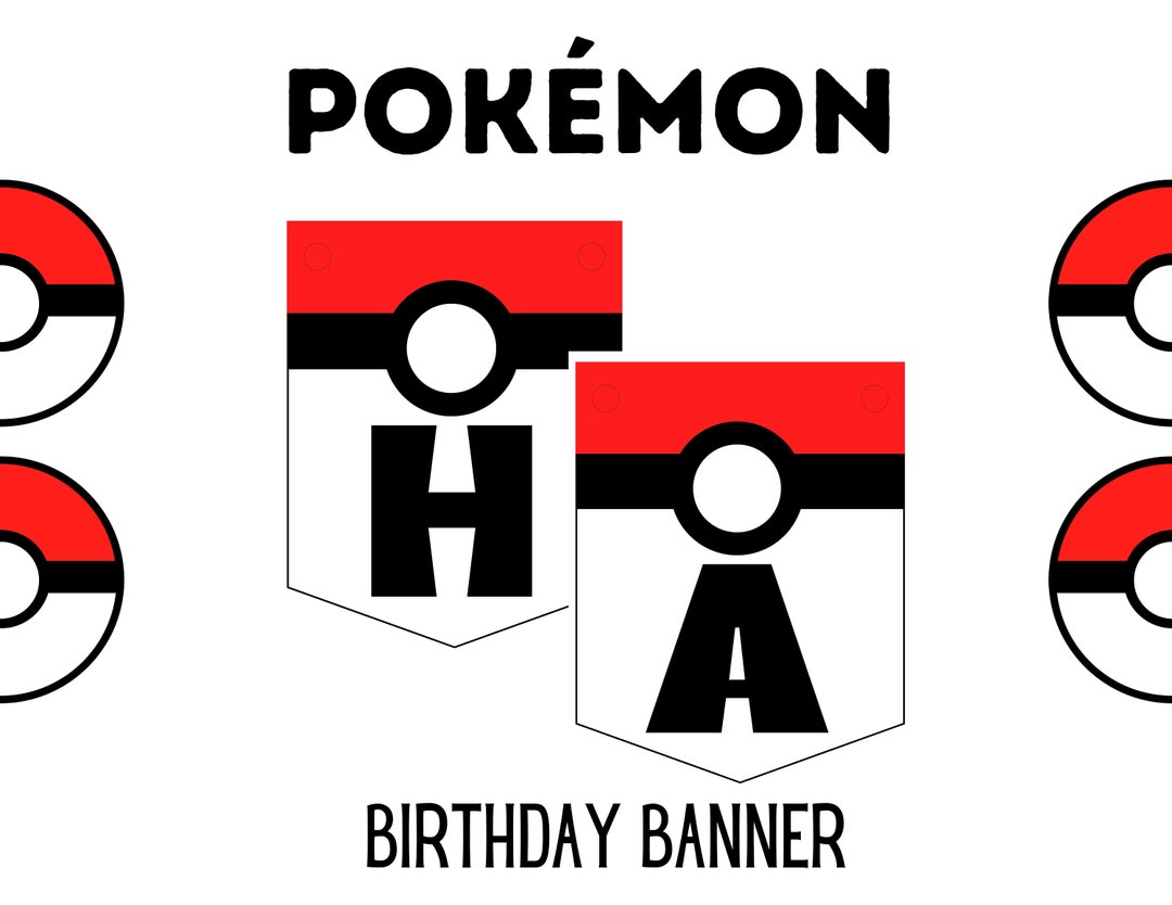 Printable Pokemon Birthday Banner | Birthday Banner | Pokémon Birthday ...