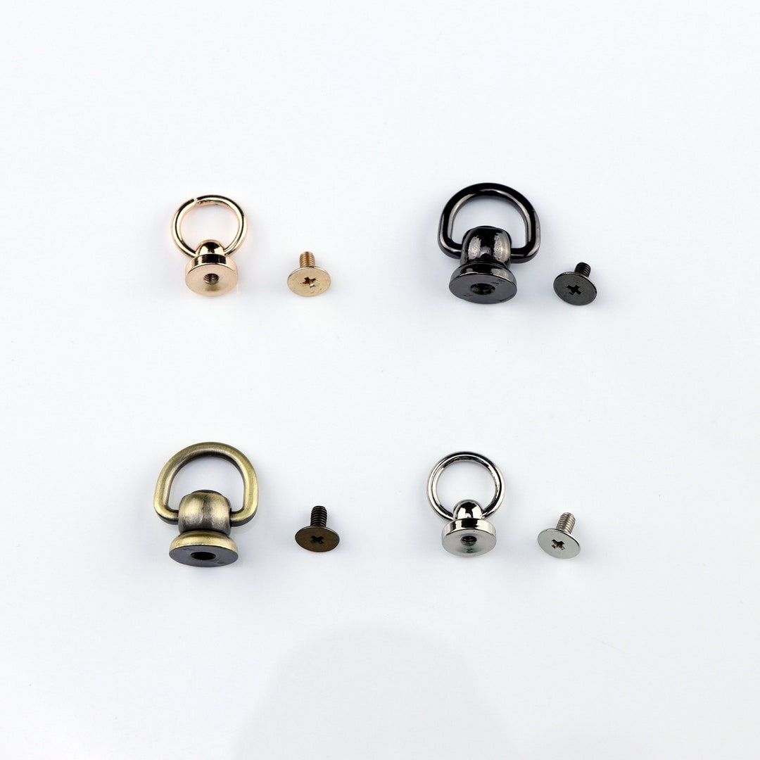 Solid Brass Chain Screw Connector Back Pull Ring Loop Strap Stud Round ...