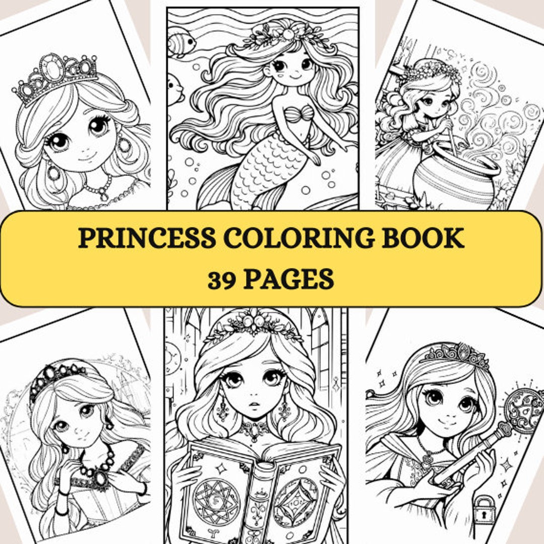 Magical Princess Coloring Book Fairy Tale Pages for Kids Enchanting Art ...