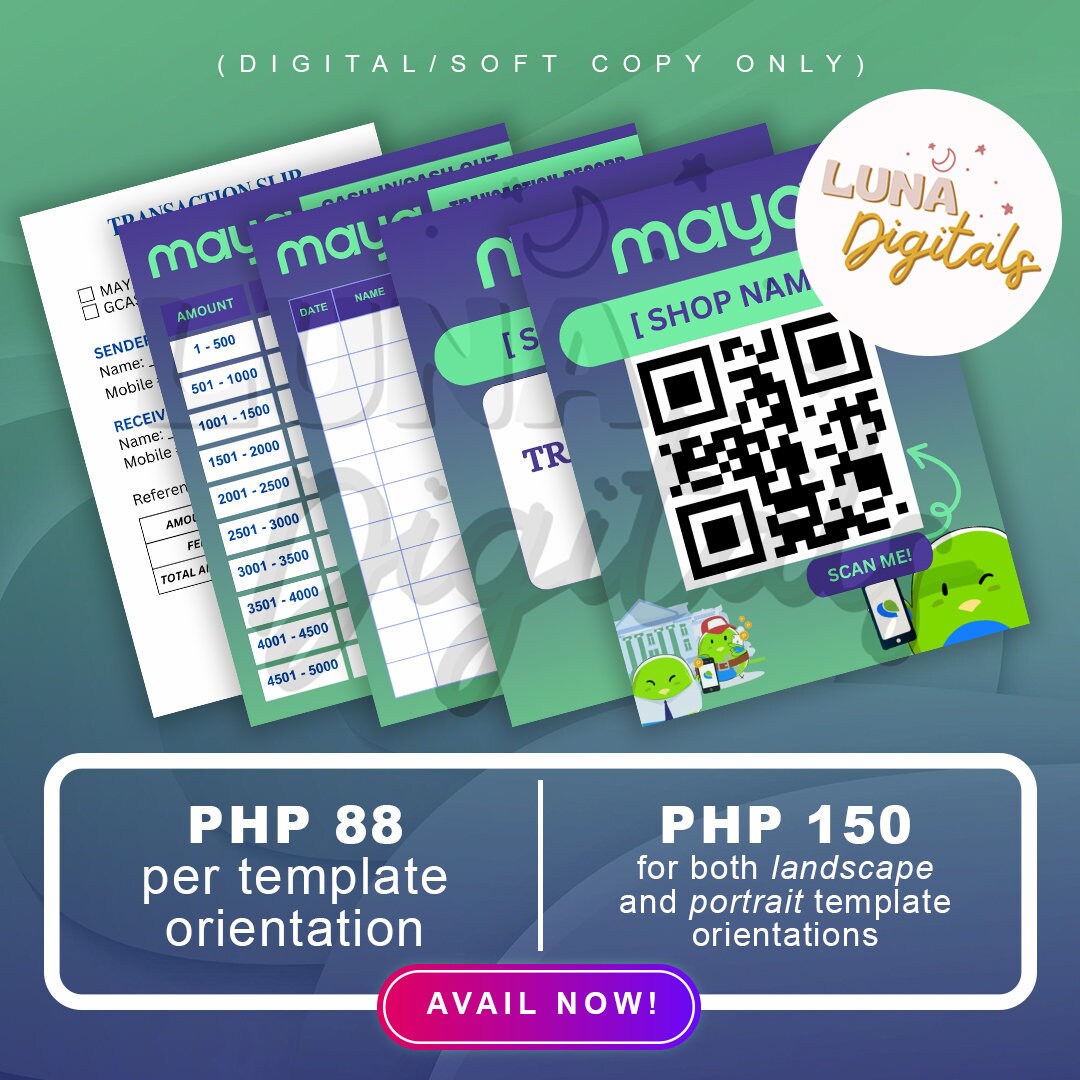 Gcash Maya Portrait Transaction Templates Record Transaction Slip QR ...