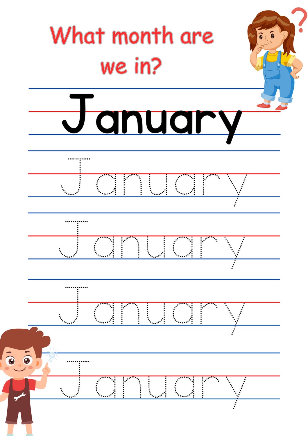 Printable Months of the Year Tracing Worksheets Kids Learn Calendar ...