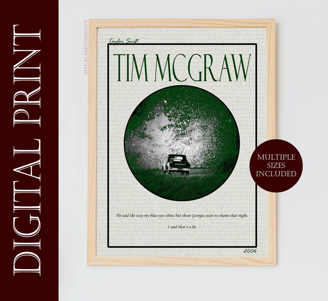 Tim Mcgraw by Taylor Swift Lyric Print - Digital Poster Download - Etsy