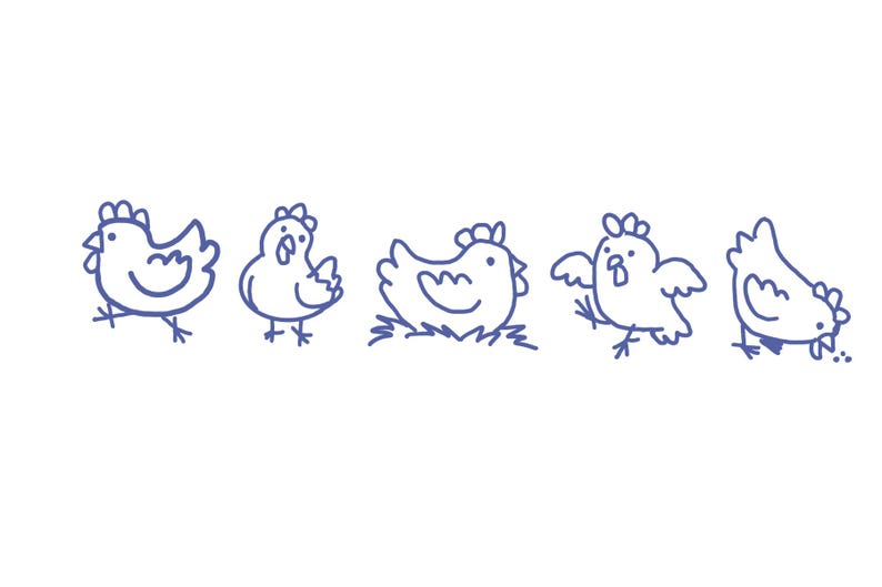 Chicken Doodle L 5 Chickens | Hand Drawn Chickens PDF - Etsy