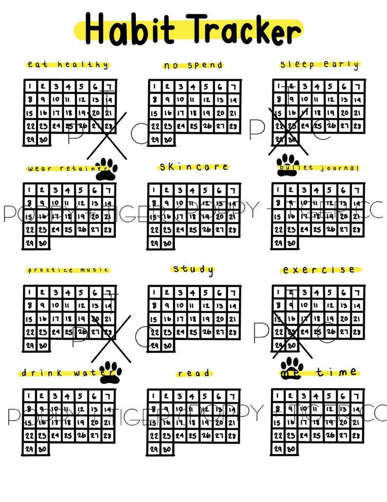 Printable Habit Tracker Green Habit Tracker - Etsy