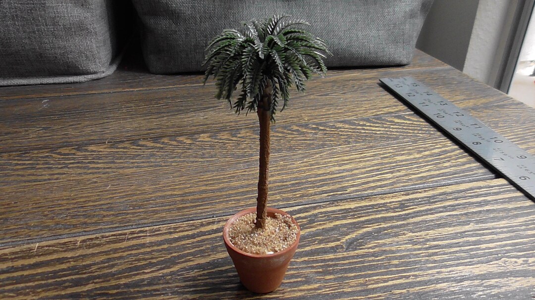 Miniature 5 1/2" Ceramic Potted Palm Tree for Dollhouse Seasonal ...