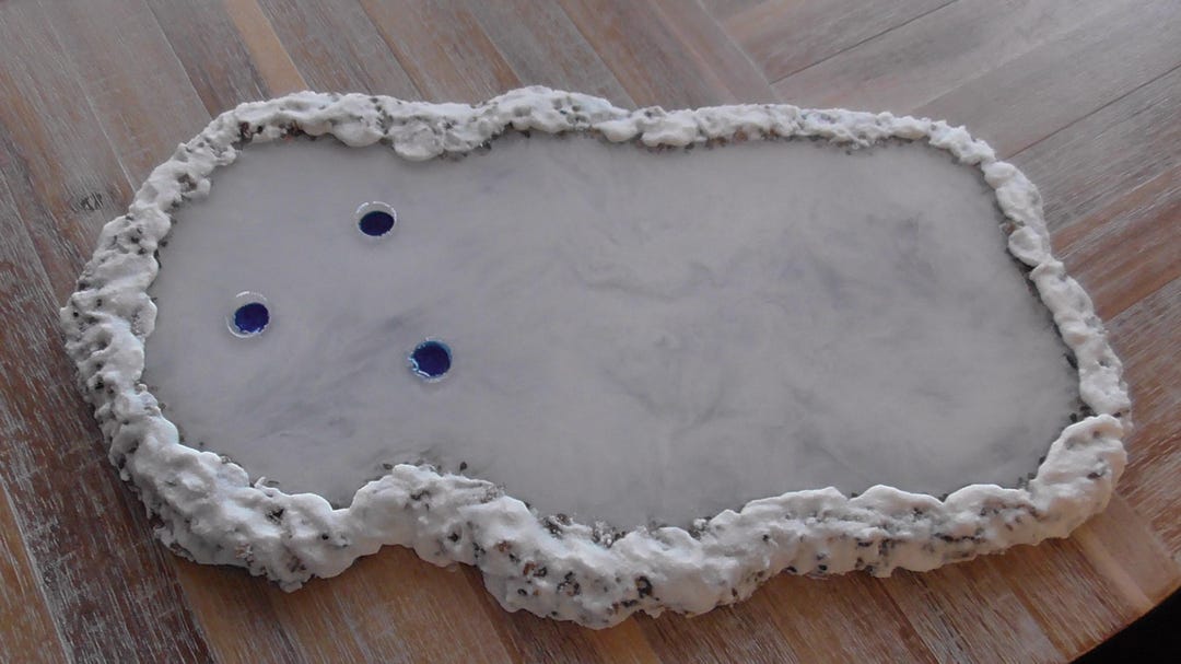 20" X 12" Handcrafted Resin Frozen Ice Fishing Lake for Dioramas ...