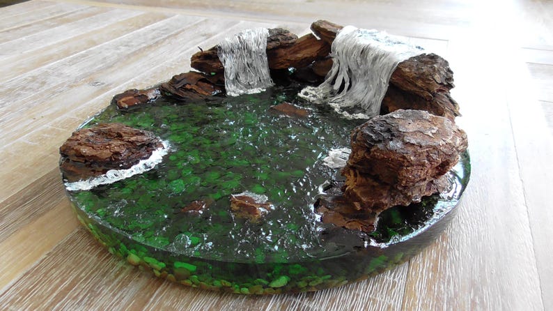 9 1/4" Mini Handcrafted Resin Waterfall Lake, Ocean for Dioramas ...