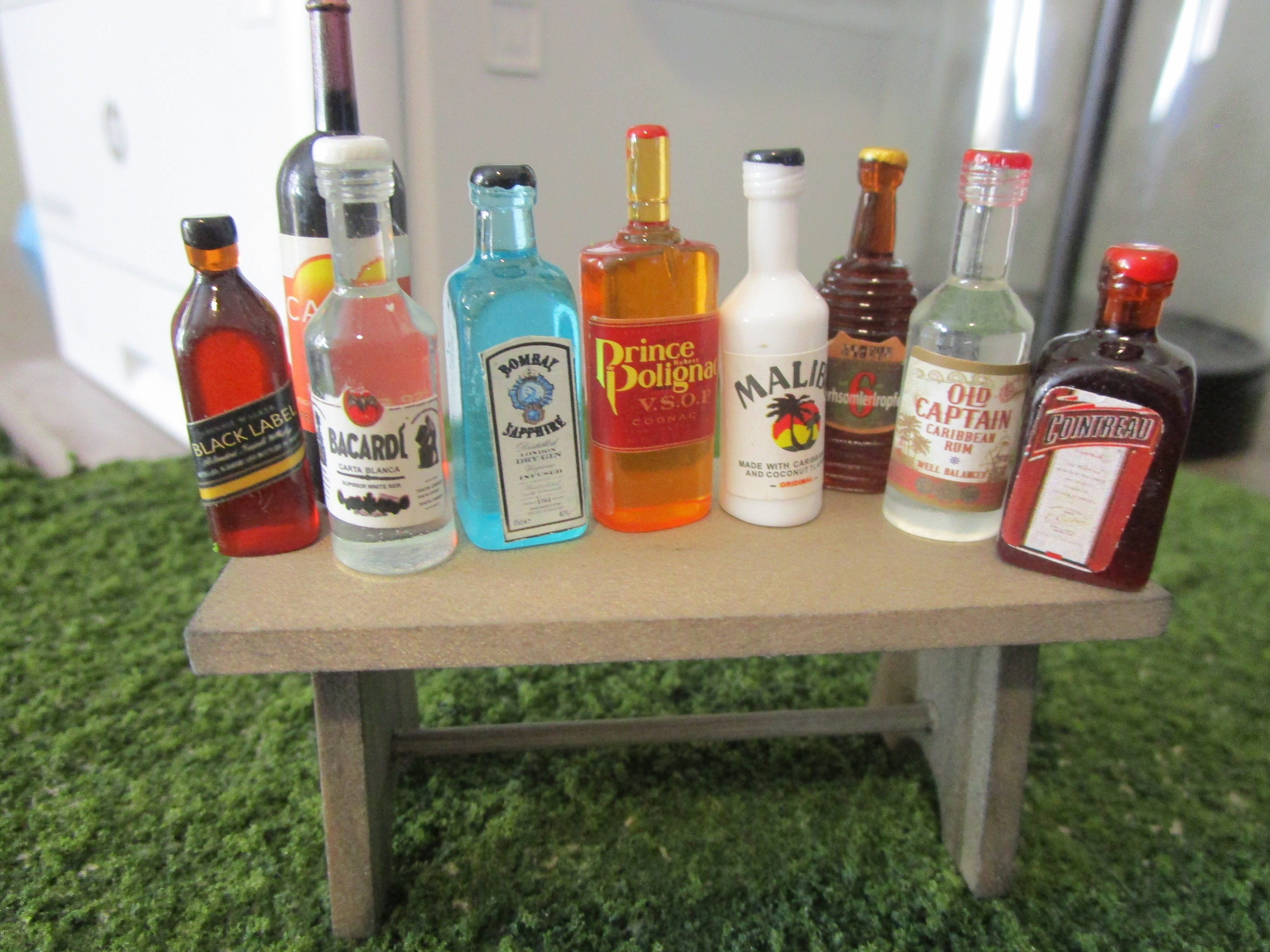 Whimsical 10 Piece Set Bar Table With Bottles for Dollhouse Seasonal ...