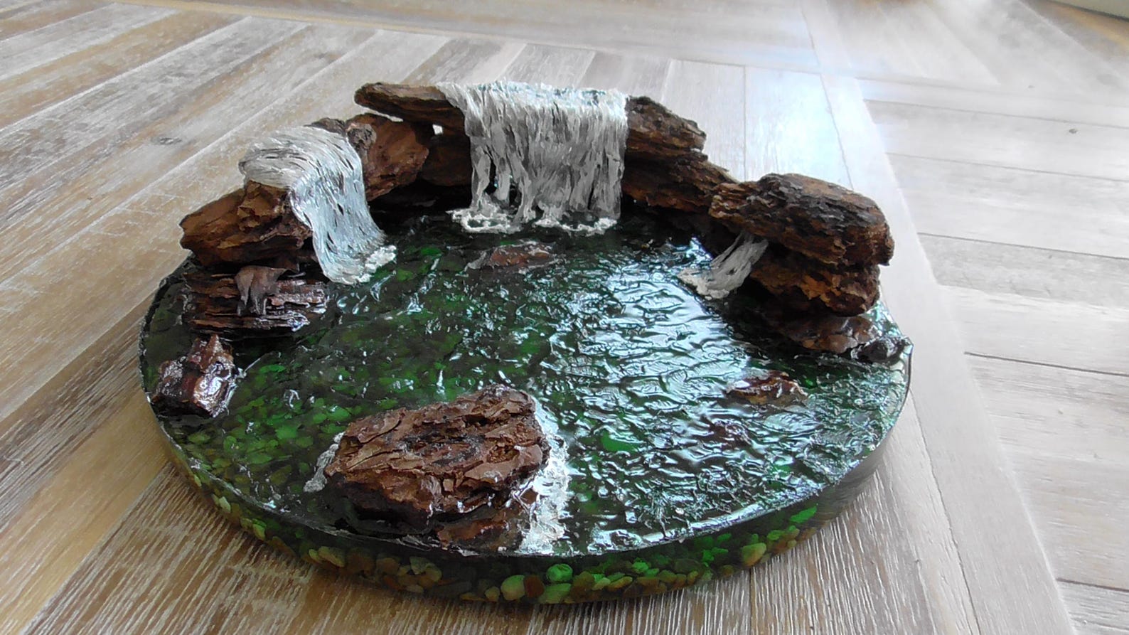 9 1/4" Mini Handcrafted Resin Waterfall Lake, Ocean for Dioramas ...