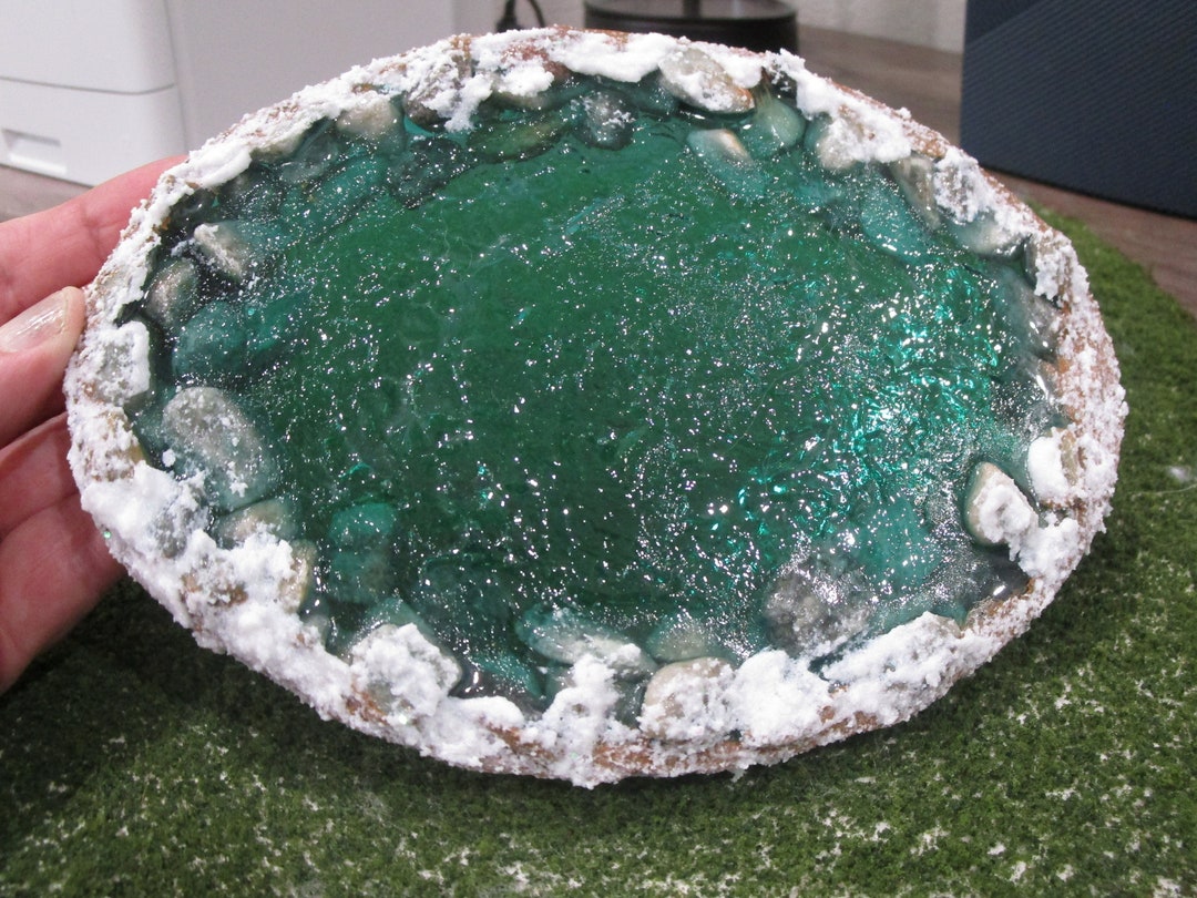 Oval Shaped Resin Snow Lake / Pond for Seasonal Villages Dioramas Fairy ...