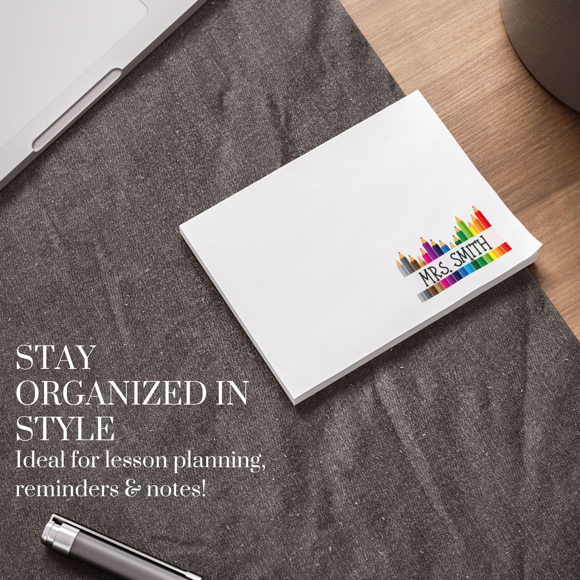 Personalized Post-it® Note Pads for Teacher, Custom Notepad, to Do List ...