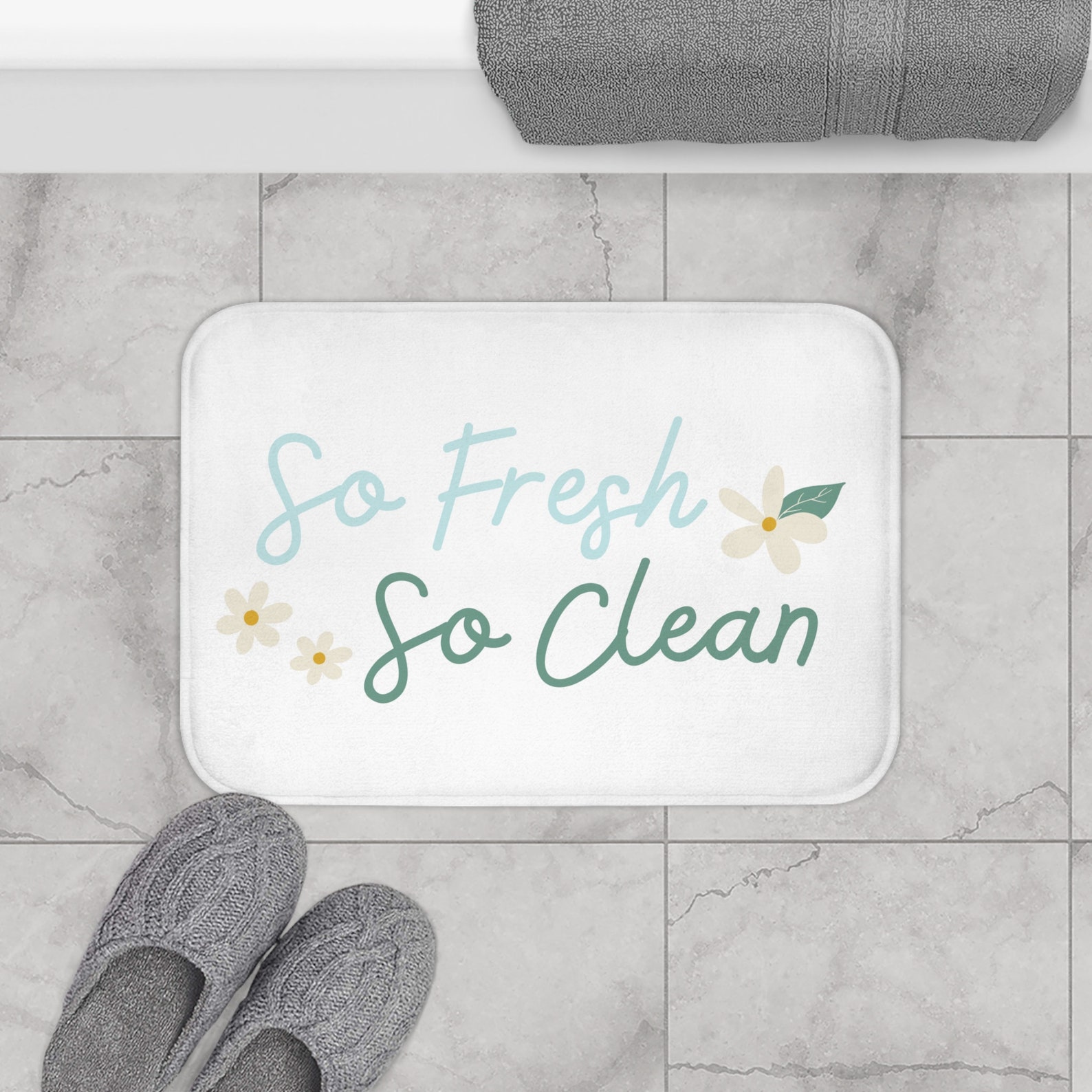 So Fresh, so Clean Bath Mat Cute Bath Mat, Non Slip Bath Mat, Simple ...