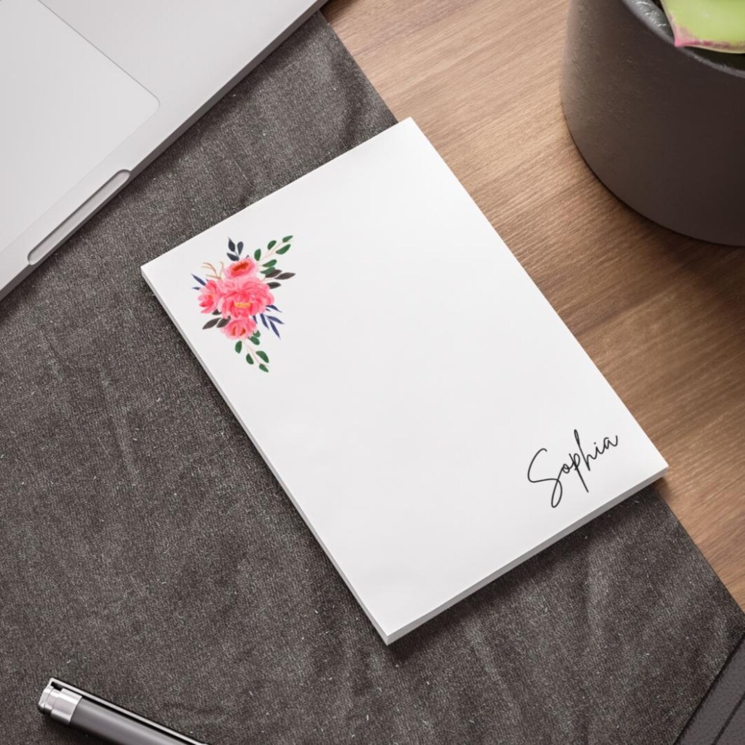 Custom Name Floral Post-it Notes With Personalized Design - Etsy