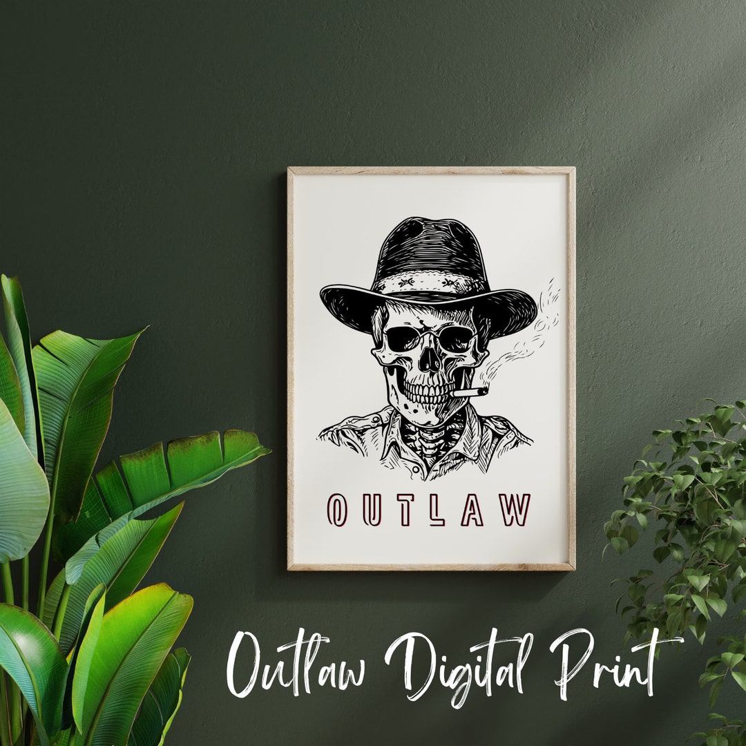 Outlaw Gothic Western Print for Wall Art, Bookshelf Decor, Digital ...