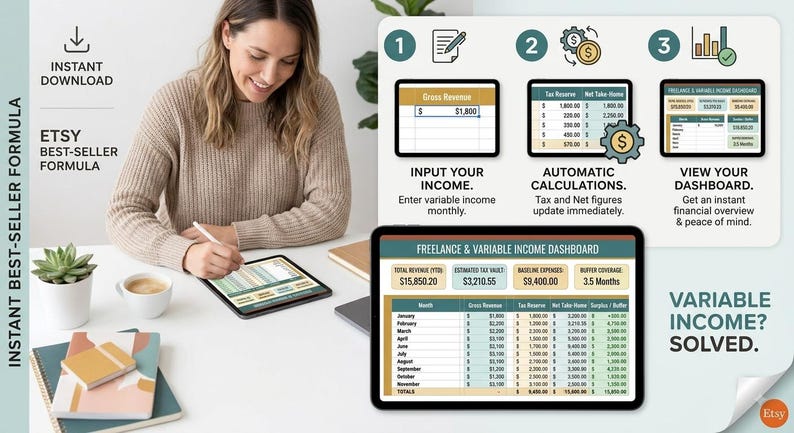 Freelancer Income Tracker: Variable Budget Spreadsheet (google Sheets ...