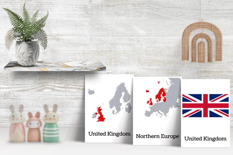 Bundle Europe Maps & Flags Flashcards A6 Printable Montessori Geography ...