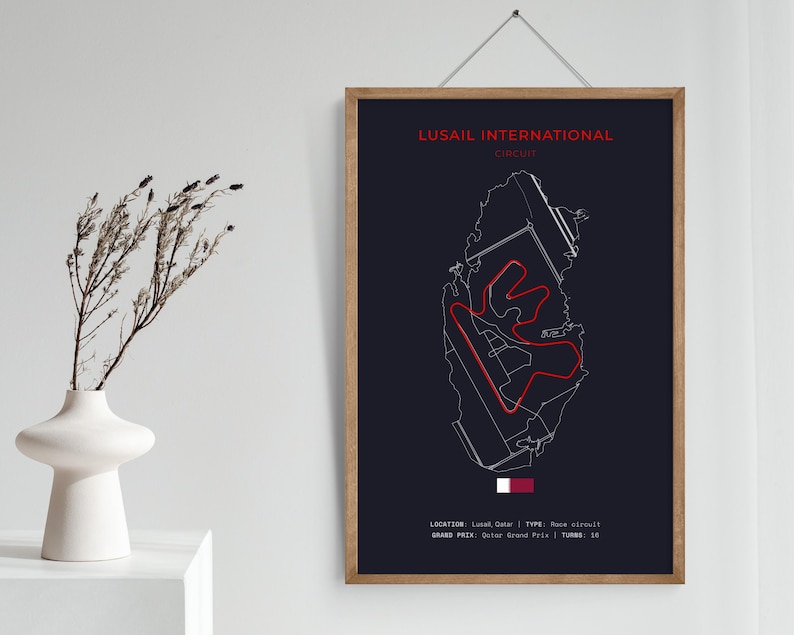 Formula 1 Qatar Track Map, Grand Prix Poster (A4 Printable PDF Download ...