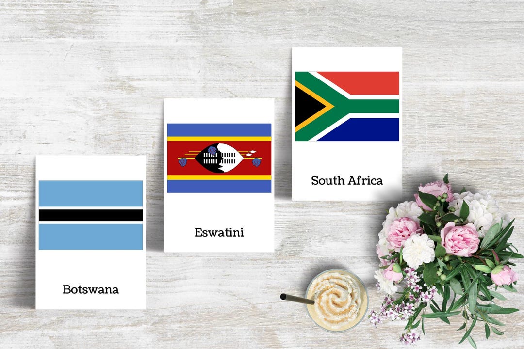 Southern Africa Flags | A6 Montessori Printable Cards | Geography Flash ...