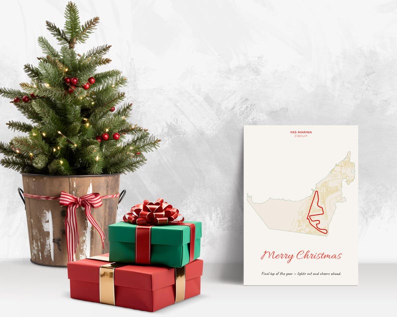 Formula 1 Abu Dhabi Christmas Card, Grand Prix Map (5x7” Instant ...