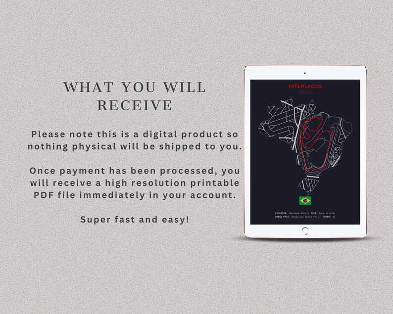 Formula 1 Brazil Track Map, Brazilian Grand Prix Poster (A4 Printable ...