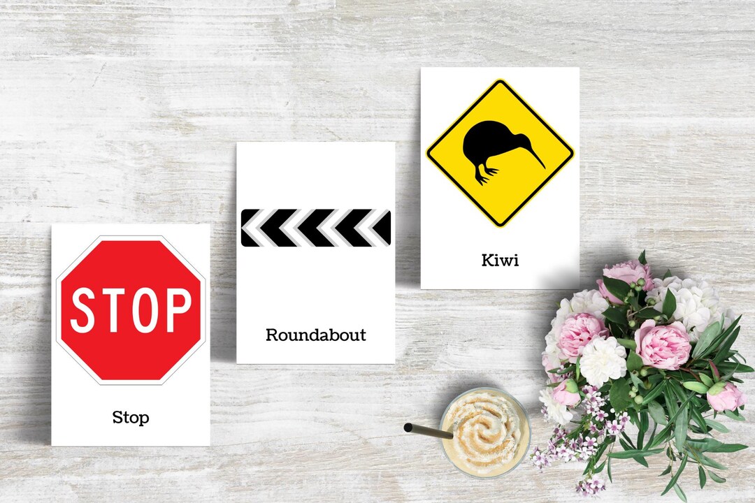 New Zealand Traffic Signs Flashcards A6 Printable Montessori Road ...