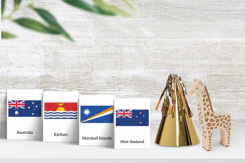 Oceania Flags Flashcards A7 Printable Geography Cards Montessori ...