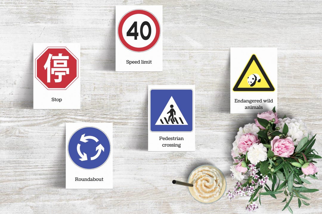 Bundle Asia Traffic Signs | A7 Montessori Printable Cards | Road Safety ...