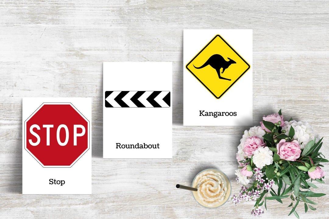 Australia Traffic Signs Flashcards A6 Printable Montessori Road Safety ...