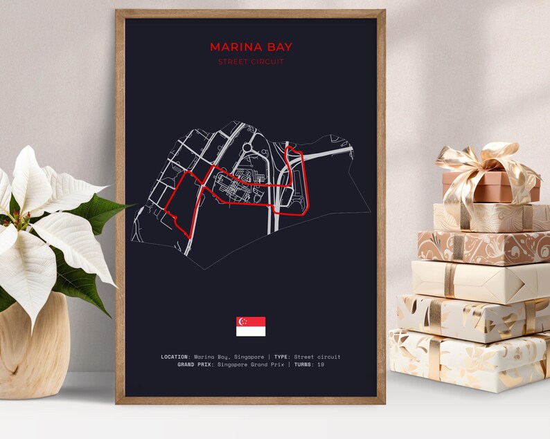 Formula 1 Singapore Track Map, Grand Prix Poster (A3 Printable PDF ...