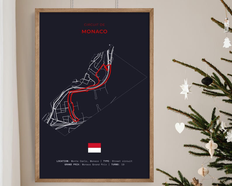 Formula 1 Monaco Track Map, Grand Prix Poster (A3 Printable PDF ...