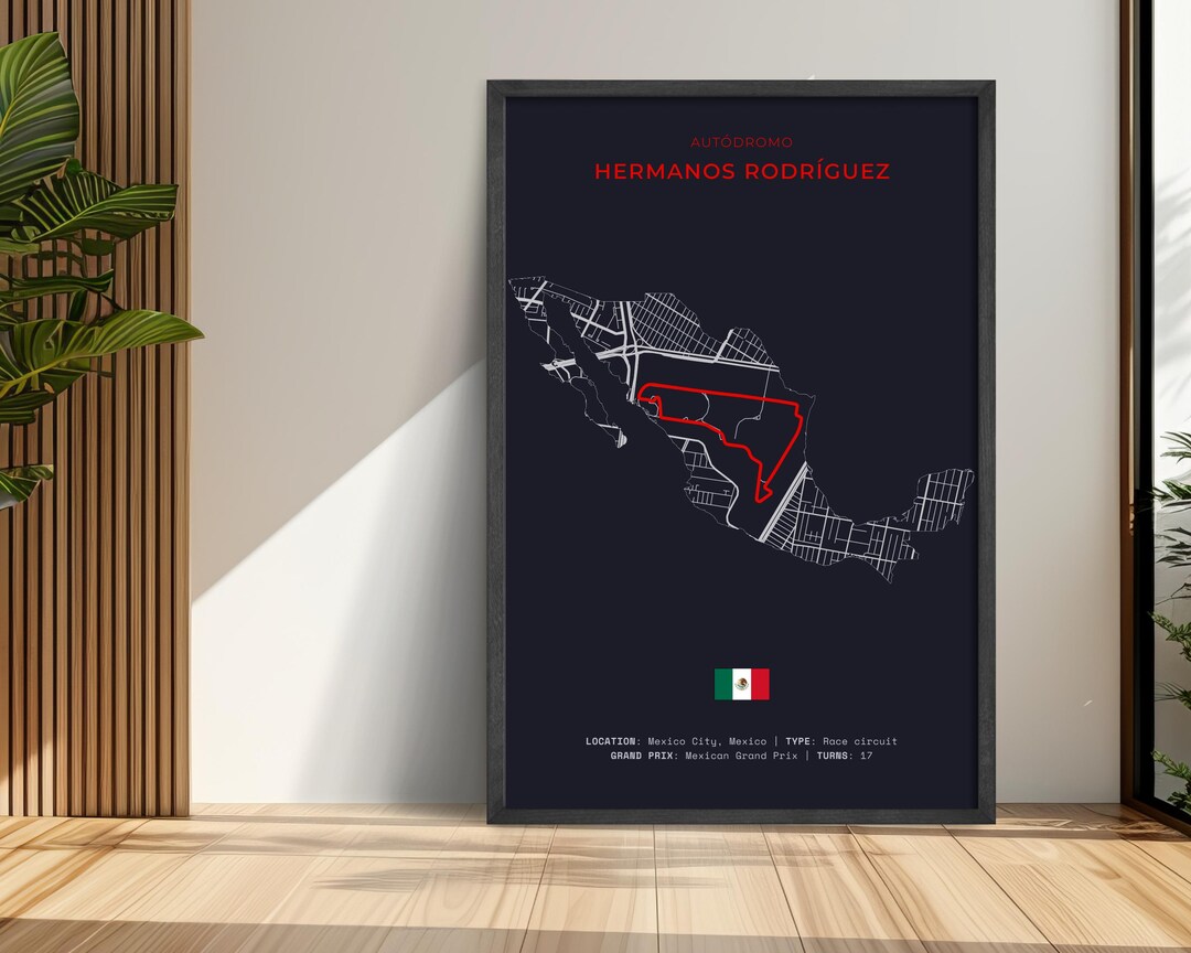 Mexican Grand Prix Track Map – Autódromo Hermanos Rodríguez F1 Poster ...