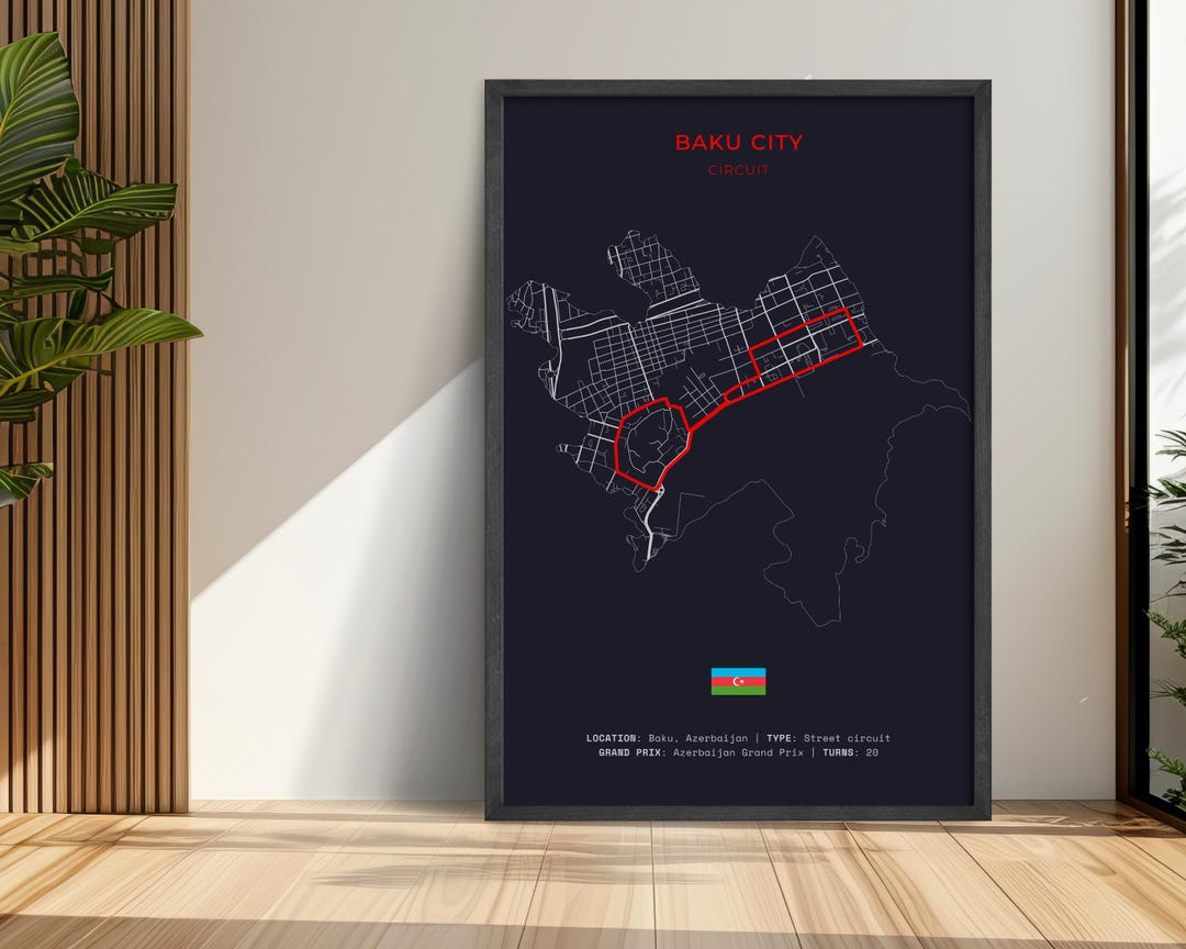 Baku City Circuit Print – Azerbaijan Grand Prix F1 Track Map (A2 PDF ...
