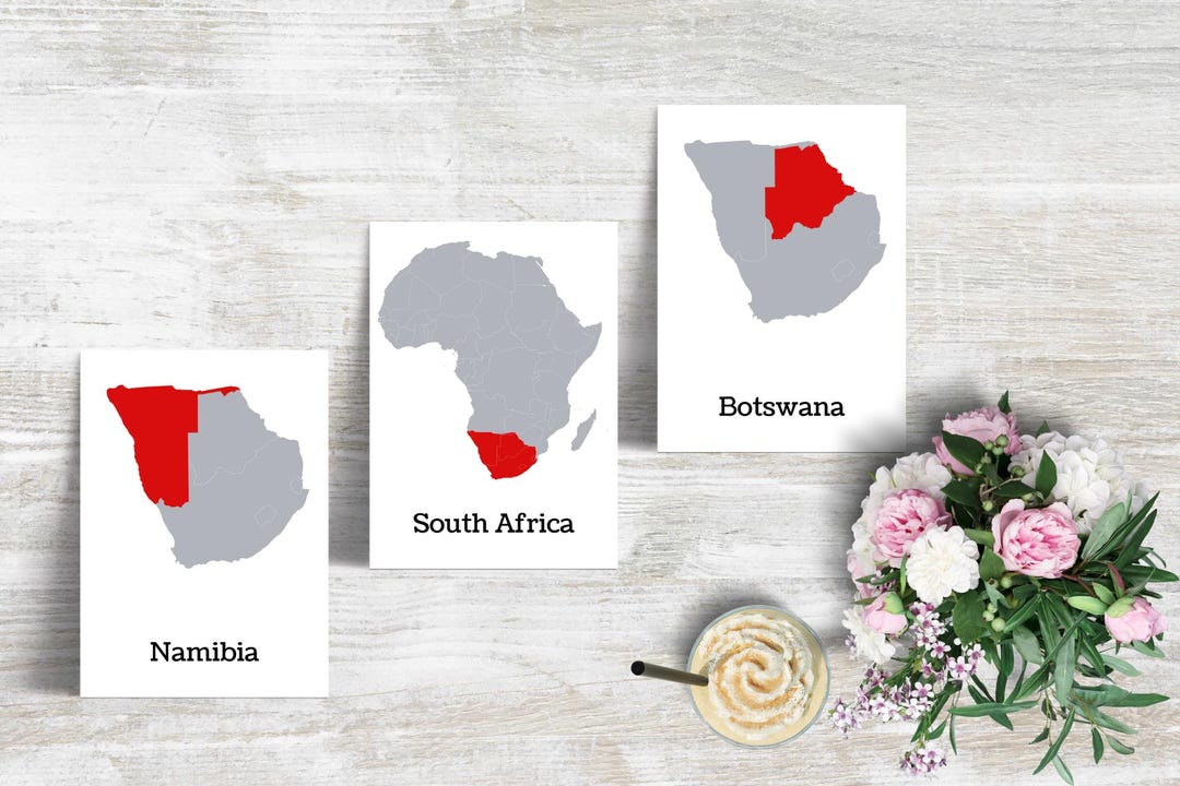 Southern Africa Maps | A6 Montessori Printable Cards | Geography Flash ...
