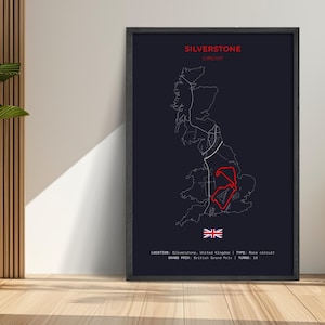 Formula 1 United Kingdom Track Map, British Grand Prix (A2 Printable ...