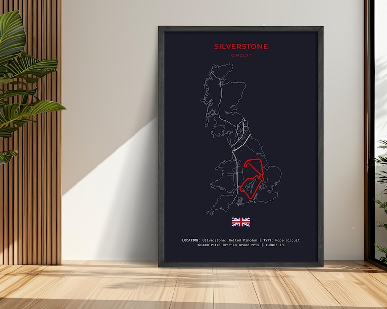 Formula 1 United Kingdom Track Map, British Grand Prix (A2 Printable ...